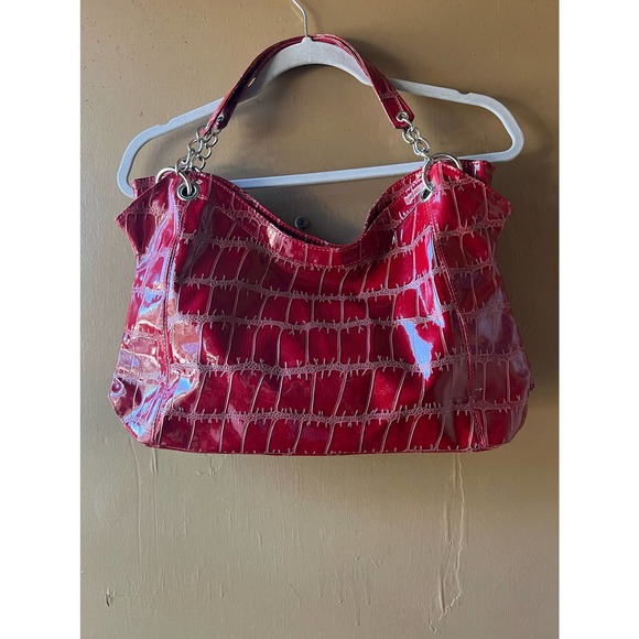 Chateau | Bags | Chateau Red Alligator Faux Leather Shoulder Bag | Poshmark